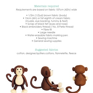 Monkey PDF Sewing Pattern. Mack the Monkey Stuffed Animal Pattern - Etsy