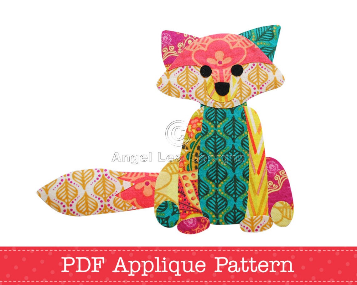 Francie Fox Applique Pattern Fox Applique Design Patchwork Fox | Etsy