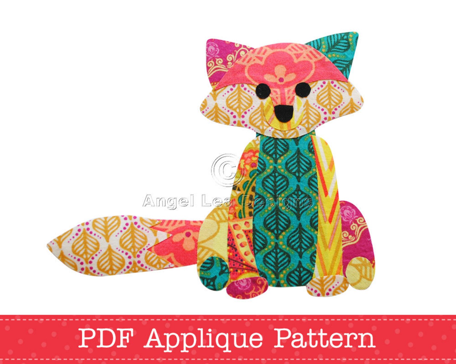 Francie Fox Applique Pattern Fox Applique Design Patchwork Fox | Etsy
