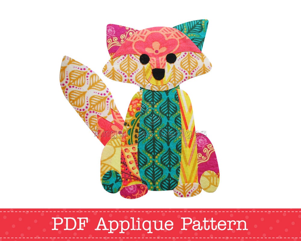 Francie Fox Applique Pattern Fox Applique Design Patchwork Fox - Etsy UK