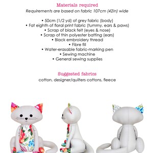 Cat Softie PDF Sewing Pattern, Scrappy Paws Stuffed Animal Pattern ...