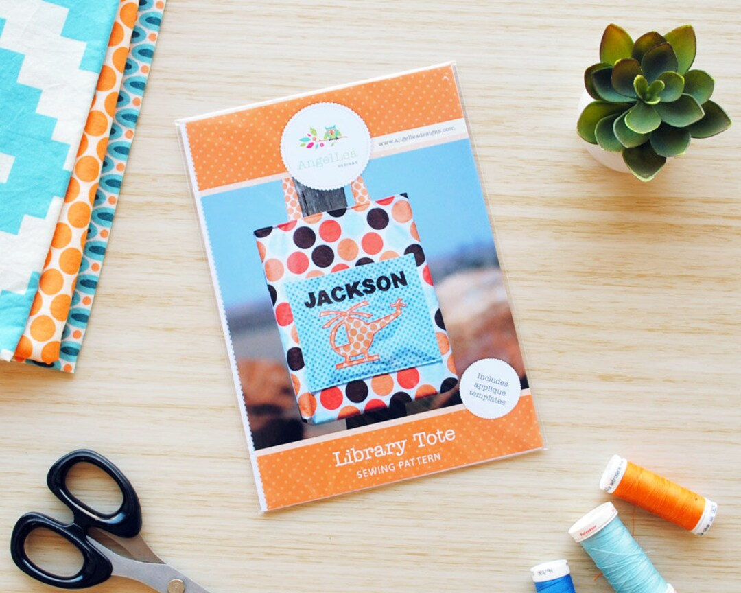 Library Tote Pattern HARD COPY Paper Sewing Pattern for Personalised ...