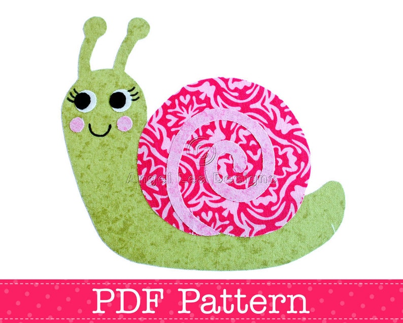 Snail Applique Template PDF Pattern DIY Make Your Own Fabric Applique Animal PDF Template by ...