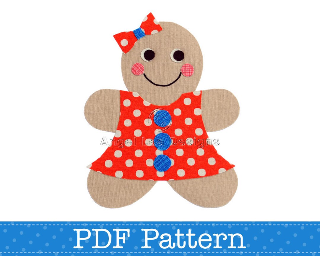 Gingerbread Girl Applique Template. Make Your Own Embellishments. DIY ...