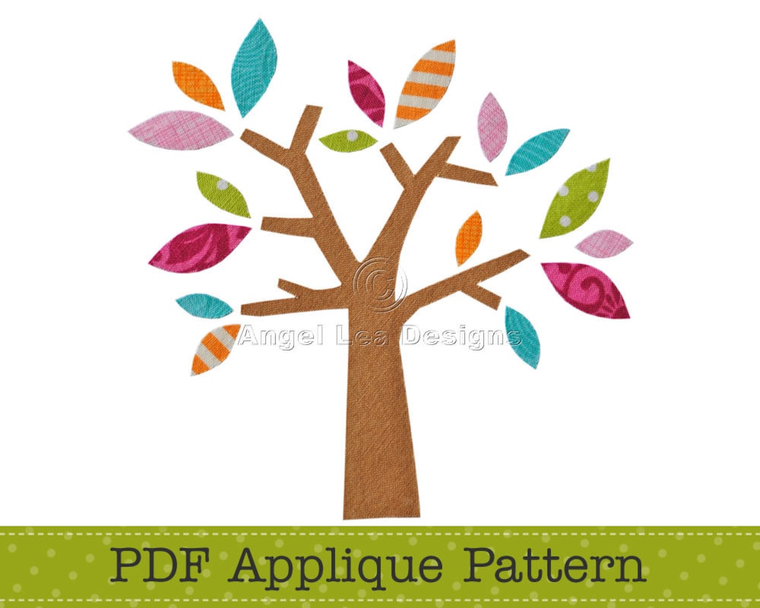 Tree Applique Pattern PDF Tree With Leaves Applique Template, Instant ...
