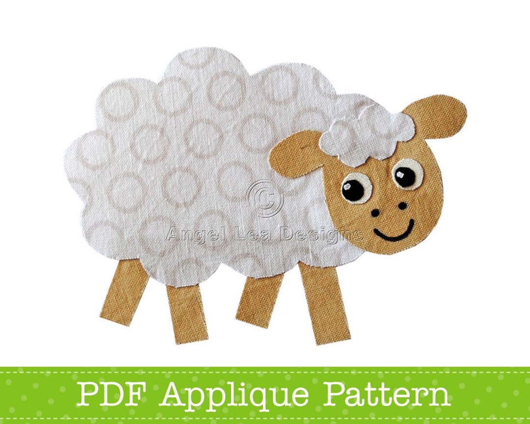 Sheep Applique Template, Farm Animal Applique Design, PDF Applique ...