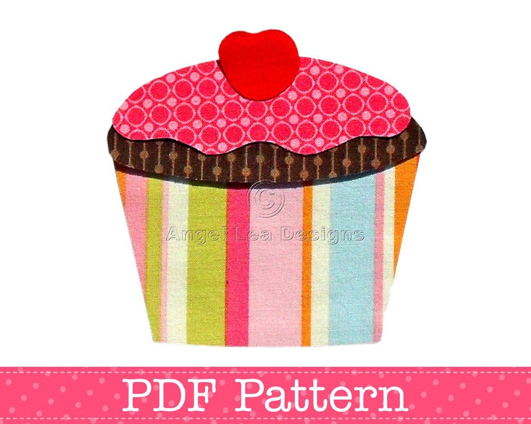 Cupcake Applique Template, Cup Cake, DIY, Children, PDF Pattern by ...