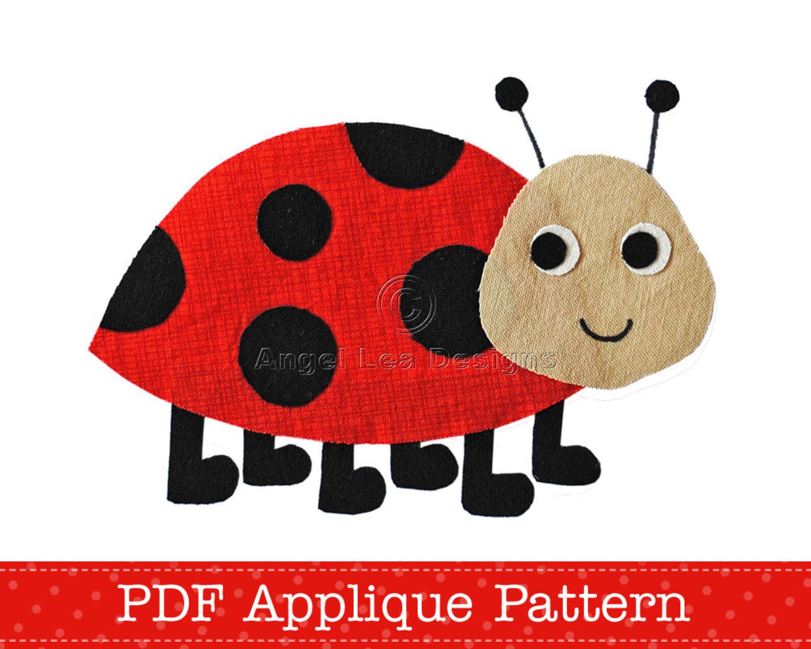 Ladybug Applique Template. Ladybird Lady Beetle Applique Design. PDF ...