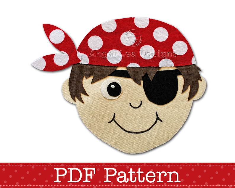 Pirate Applique Template PDF Applique Pattern Boy Pirate With Eye Patch ...