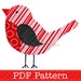 Robin Applique Template PDF Pattern Christmas Robin Bird Animal ...