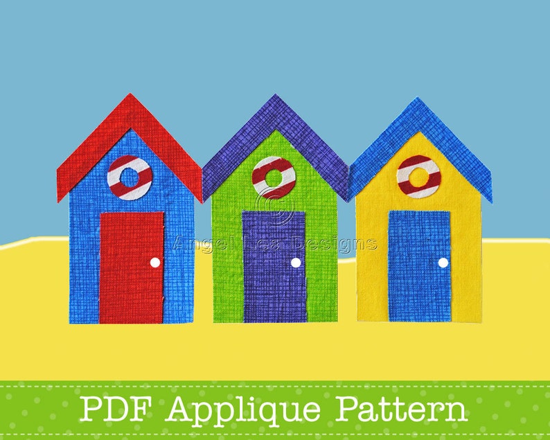 Beach Huts Applique Template Bathing Huts PDF Applique Pattern Summer ...