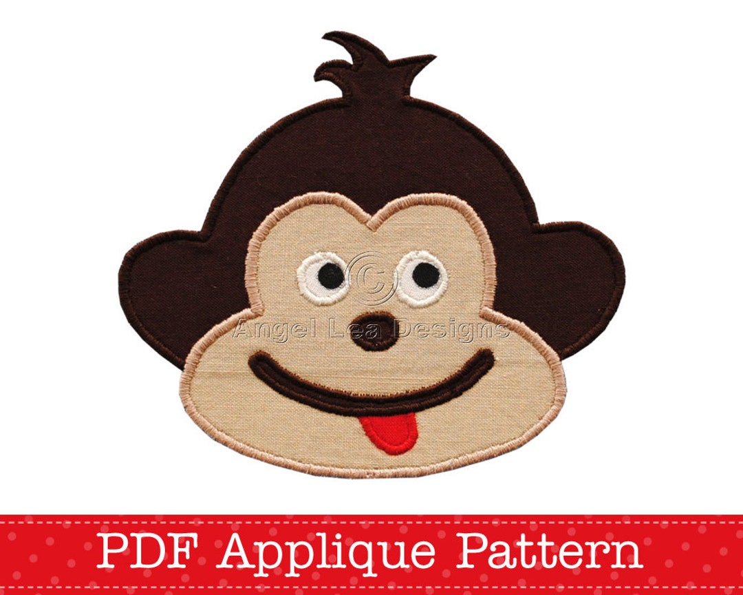 Cheeky Monkey Applique Template, Animal, DIY, PDF Pattern by Angel Lea ...