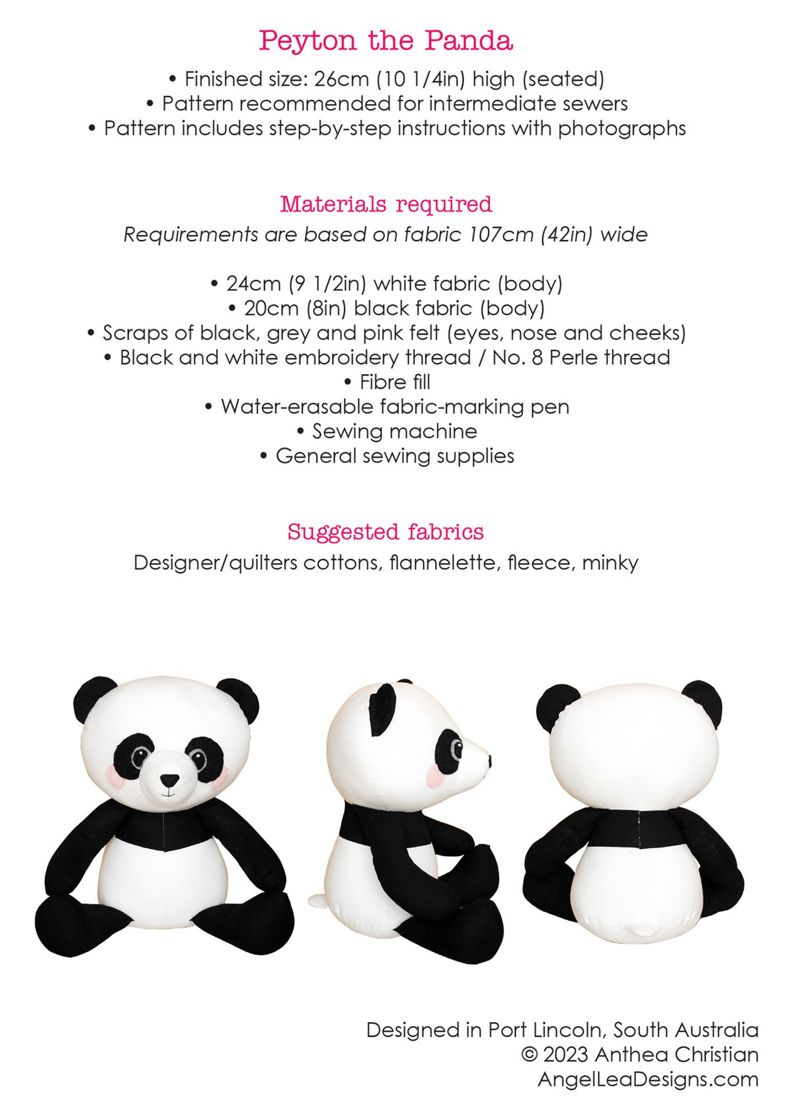 Panda Softie Sewing Pattern PDF Sewing Pattern Panda Stuffed Animal ...