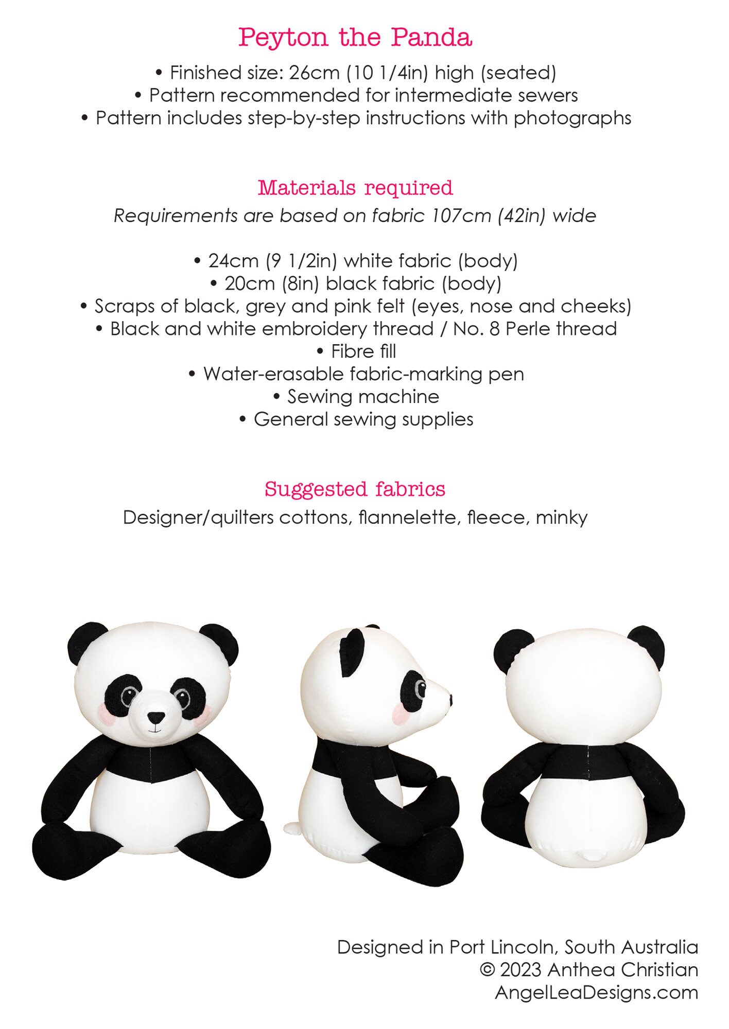 Panda Softie Sewing Pattern PDF Sewing Pattern Panda Stuffed Animal ...