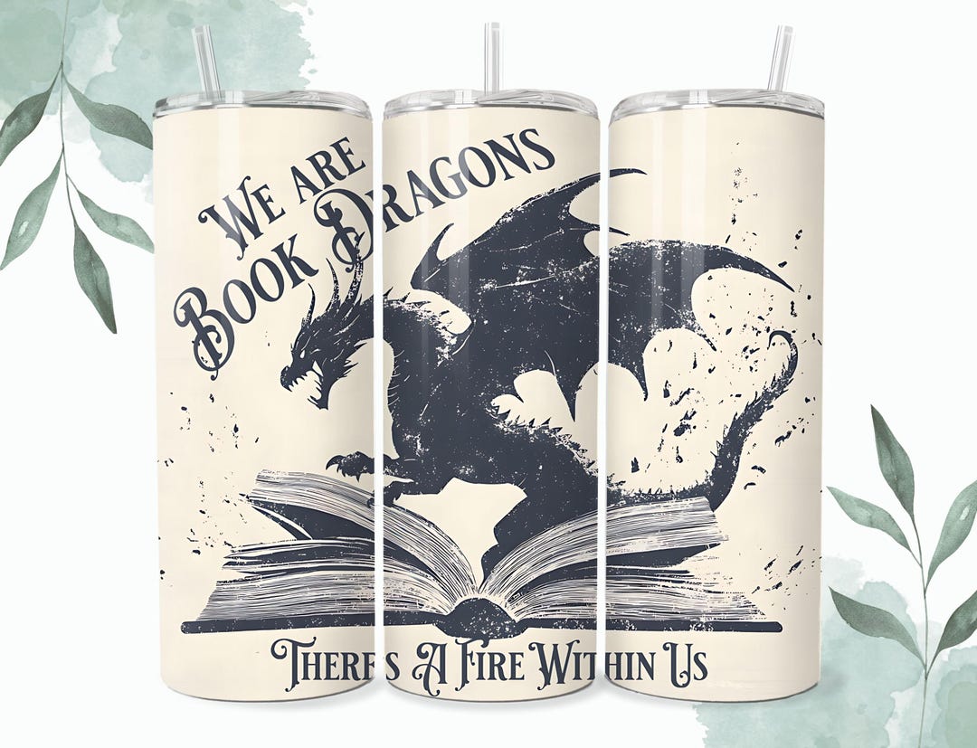 Seamless We Are Book Dragons There's A Fire Within Us 20 Oz Skinny Wrap ...