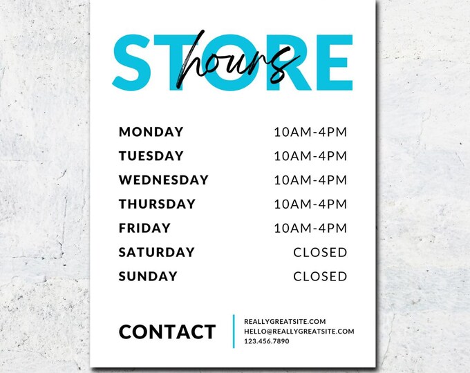 Editable Store Hours Business Template - Etsy