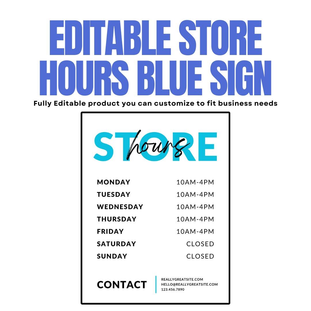 Editable Store Hours Business Template - Etsy