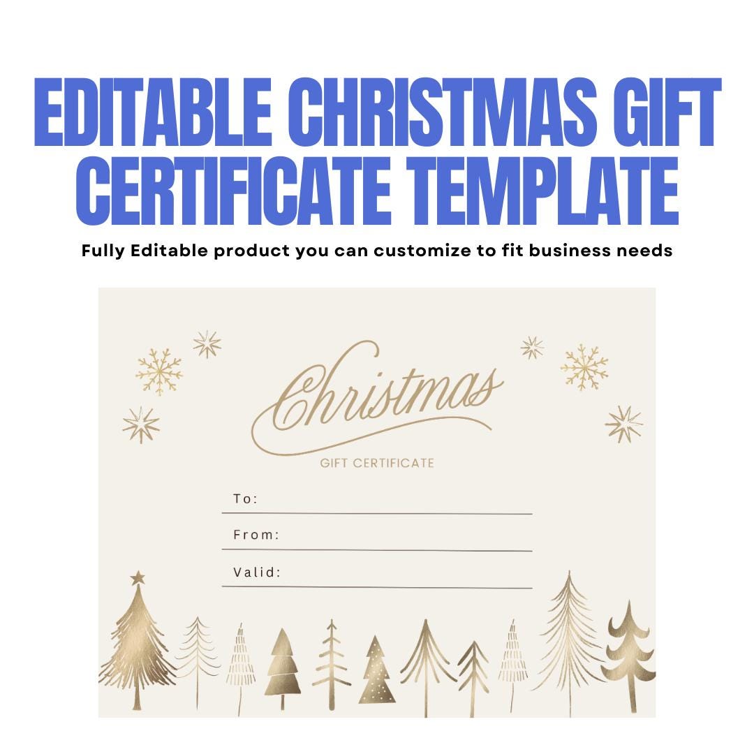 Editable Christmas Gift Certificate Template - Etsy
