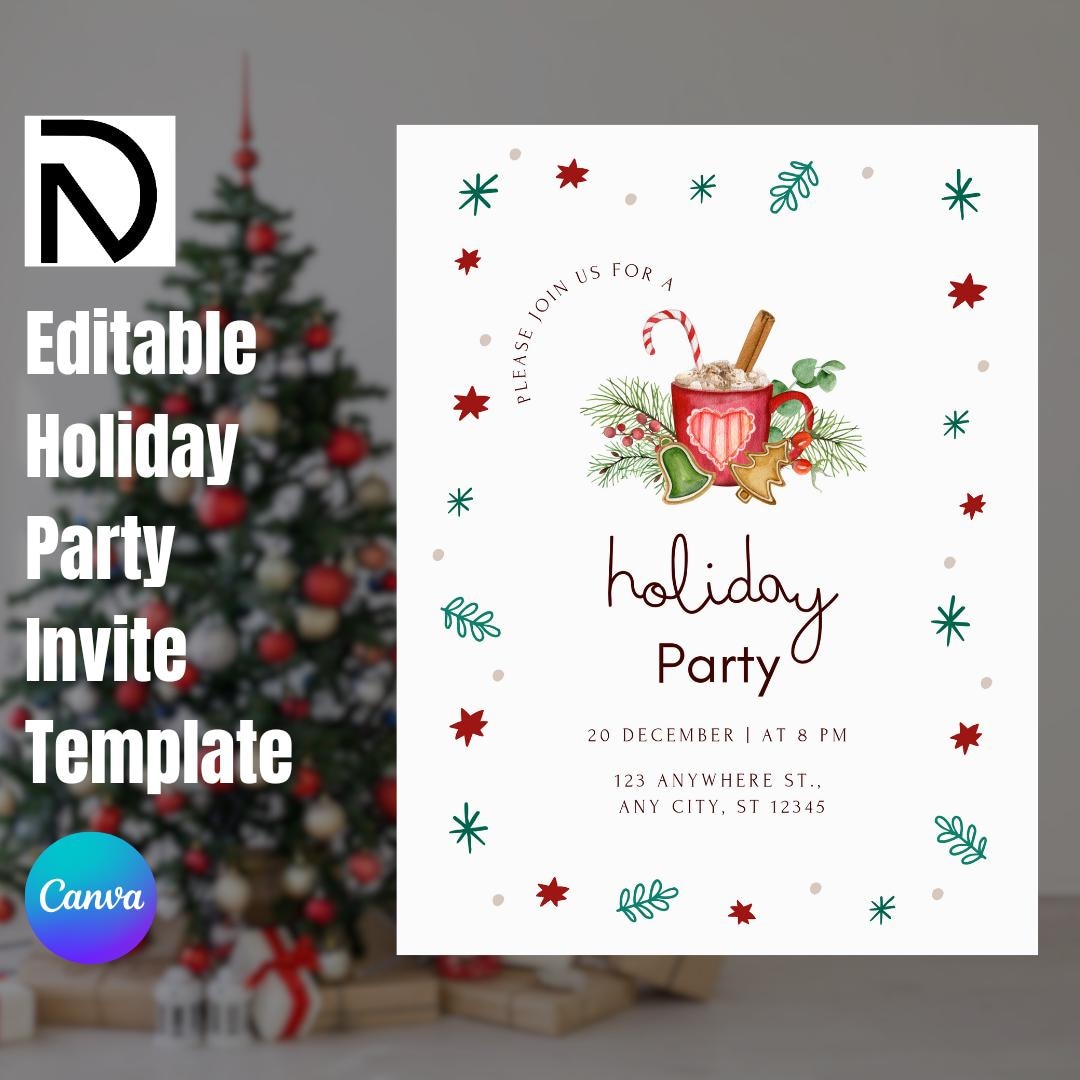 Editable Holiday Party Invite Template - Etsy