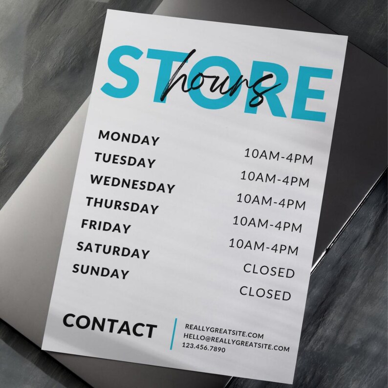 Editable Store Hours Business Template - Etsy