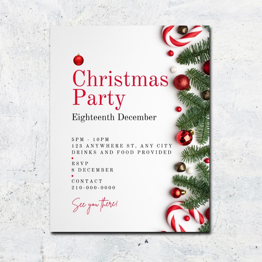 Editable Christmas Party Invite Template - Etsy
