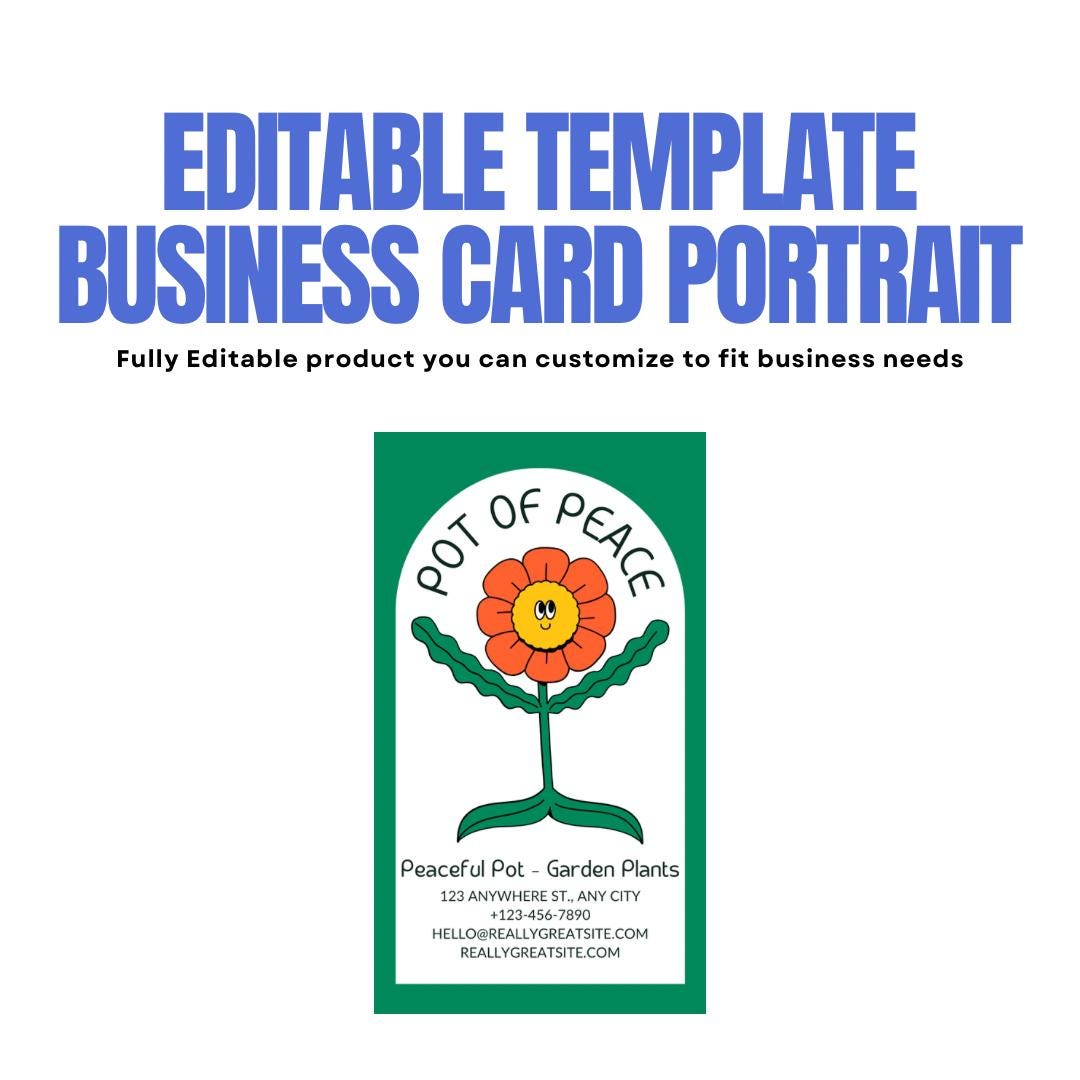 Editable Template Business Card Portrait - Etsy
