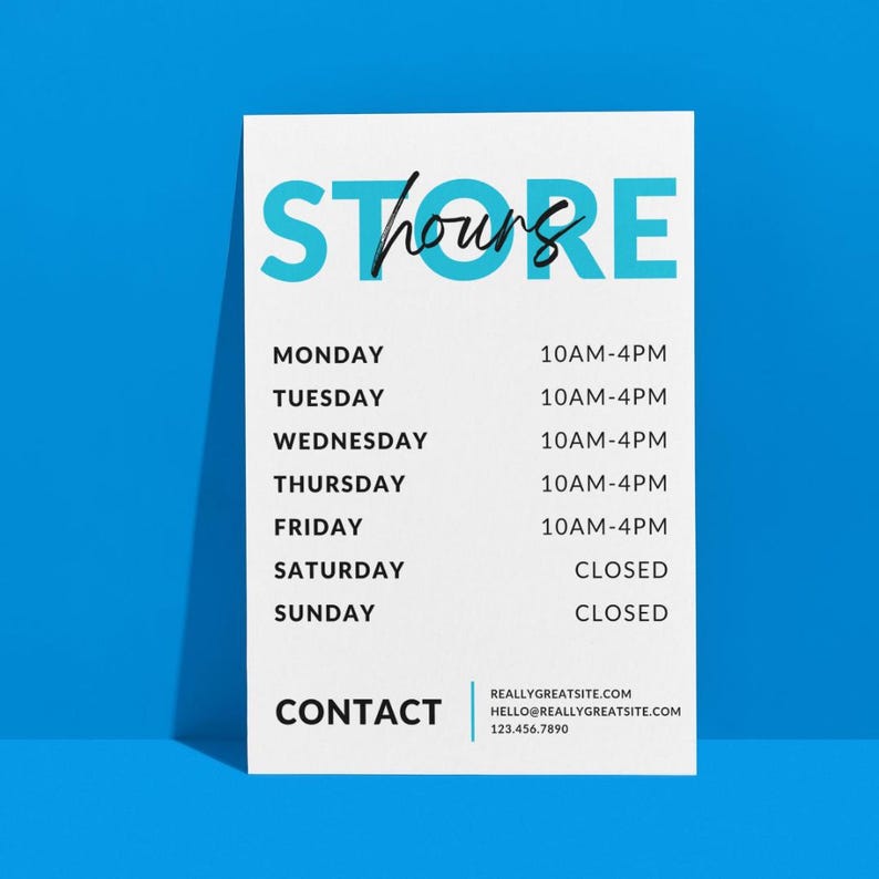 Editable Store Hours Business Template - Etsy