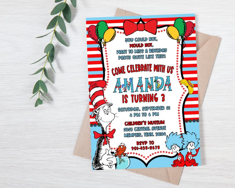 Dr. Seuss Birthday Invitation - Etsy