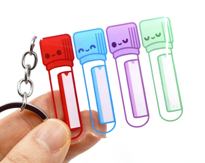 Blood Keychain, Phlebotomy Gift, Phlebotomist Keychain, Blood Tubes ...