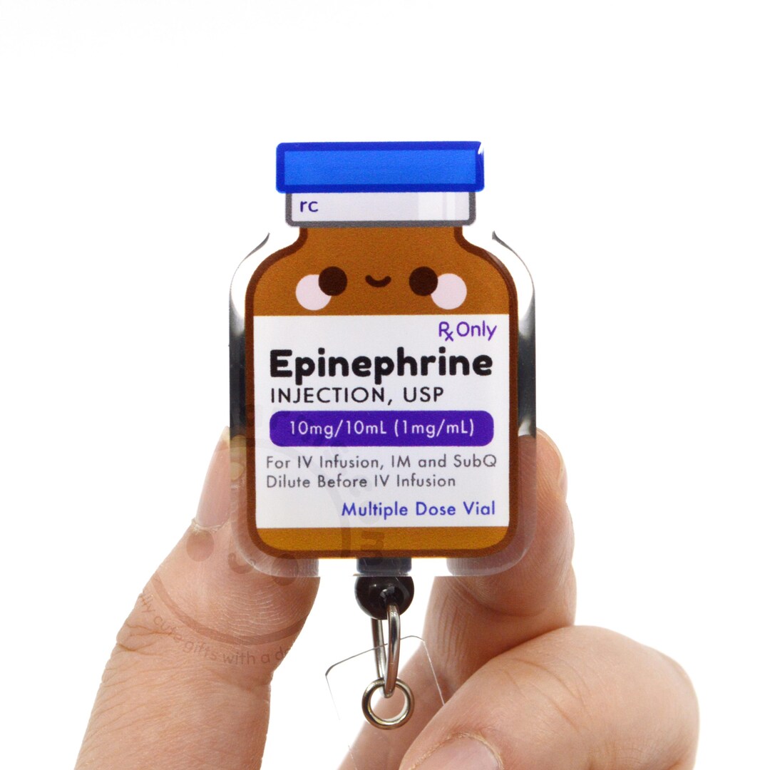 Epinephrine Adrenaline Medication Vial Badge Reel, Cute Gift for Nurses ...