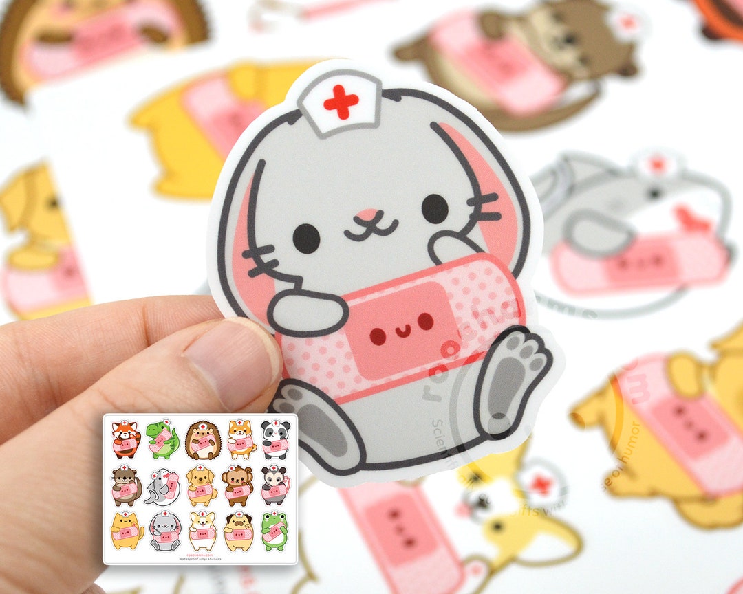 Set of Bandage Animal Vinyl Stickers for Nurses, Nursing Students ...
