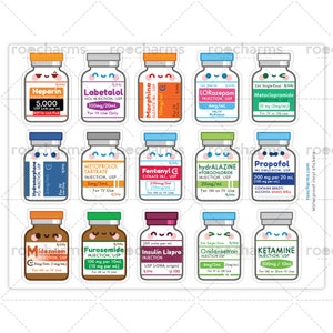 Set of Medication Vial Stickers for Nurses Week Gifts, Nursing Students ...