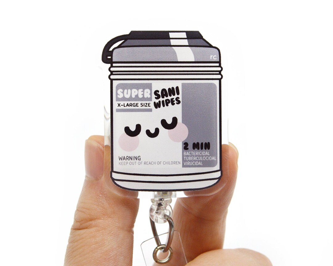 Gray Sani Wipe Acrylic Badge Reel, Nurse Gift CNA ID Lanyard, Nursing ...