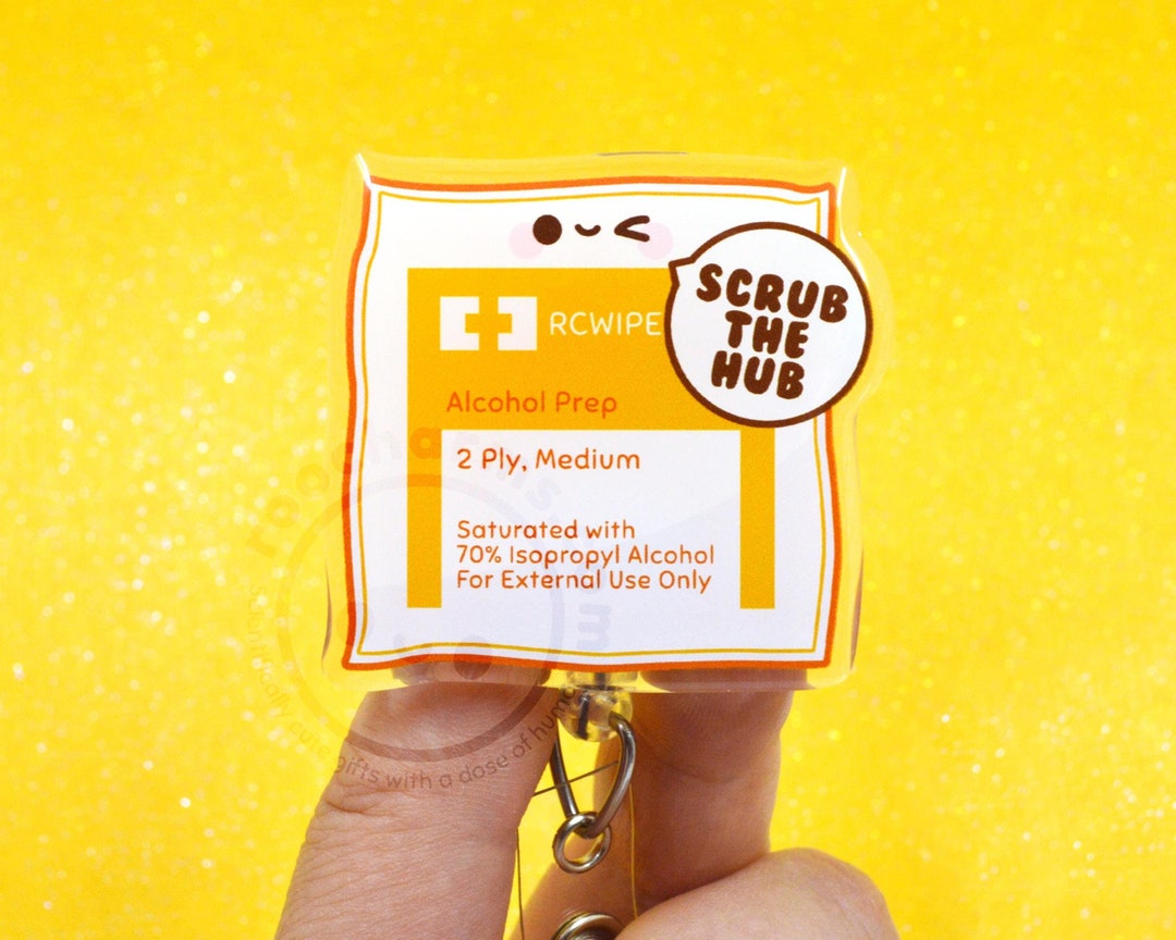 Scrub the Hub Alcohol Wipe Funny Badge Name Holder for Nurses ...