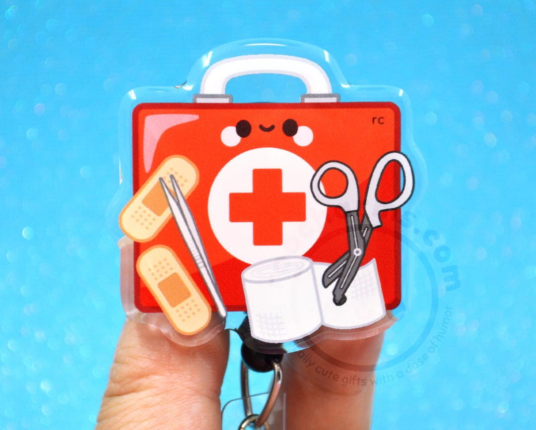 First Aid Kit Badge Reel, Retractable Lanyard ID Holder for School ...