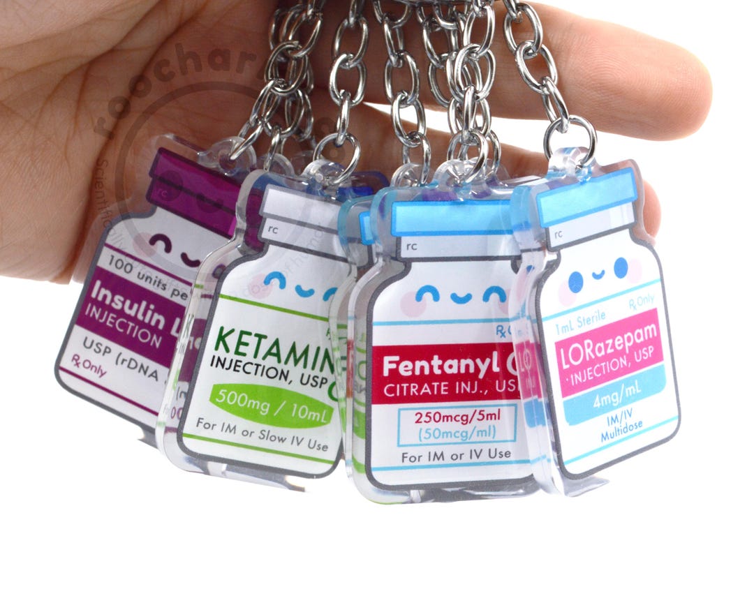 Medication Vial 2in Acrylic Keychain, Funny Gift for Nurses ...