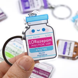 Medication Vial 2in Acrylic Keychain, Funny Gift for Nurses ...