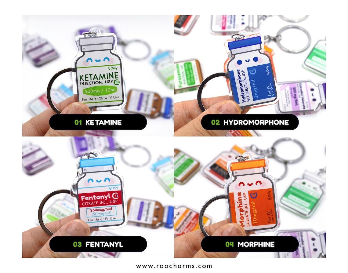 Medication Vial 2in Acrylic Keychain, Funny Gift for Nurses ...