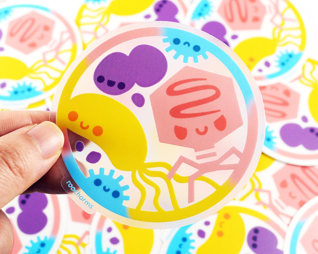 Transparent Pastel Microbiology Vinyl Sticker, Cute Vinyl Sticker ...