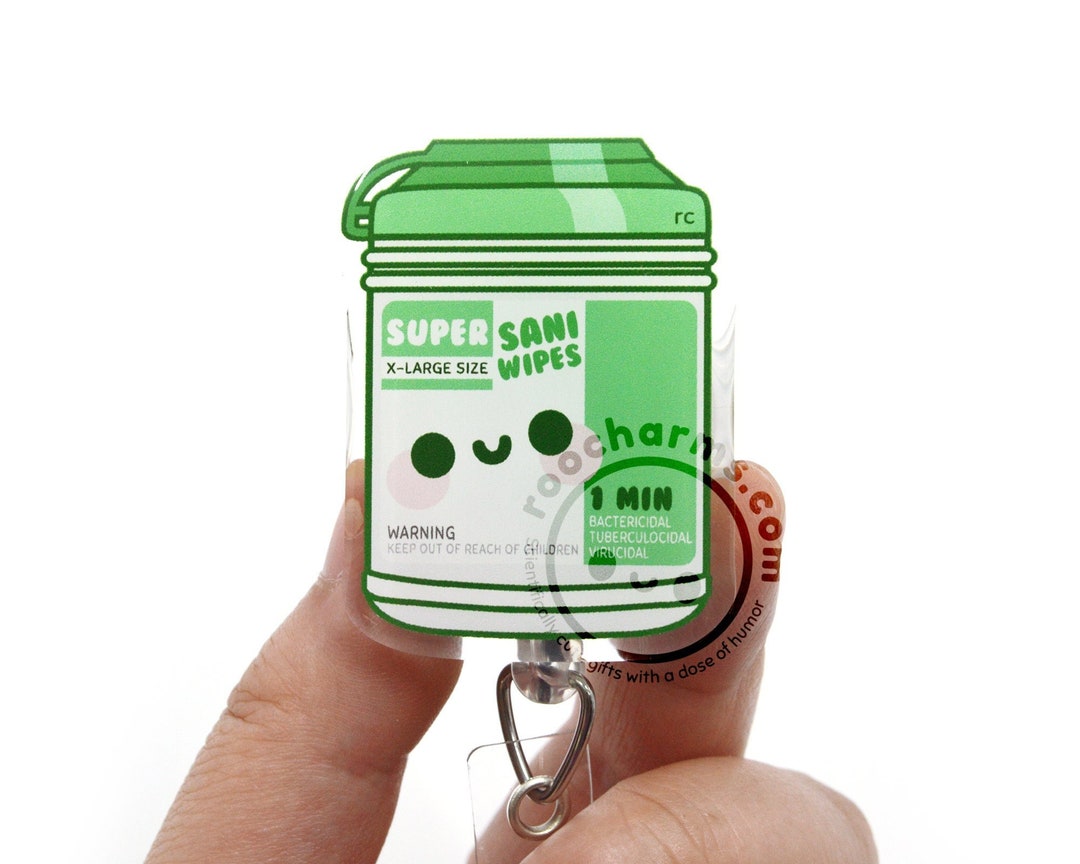 Green Sani Wipe Acrylic Badge Reel, Nurse Gift, CNA ID Lanyard, Nursing ...