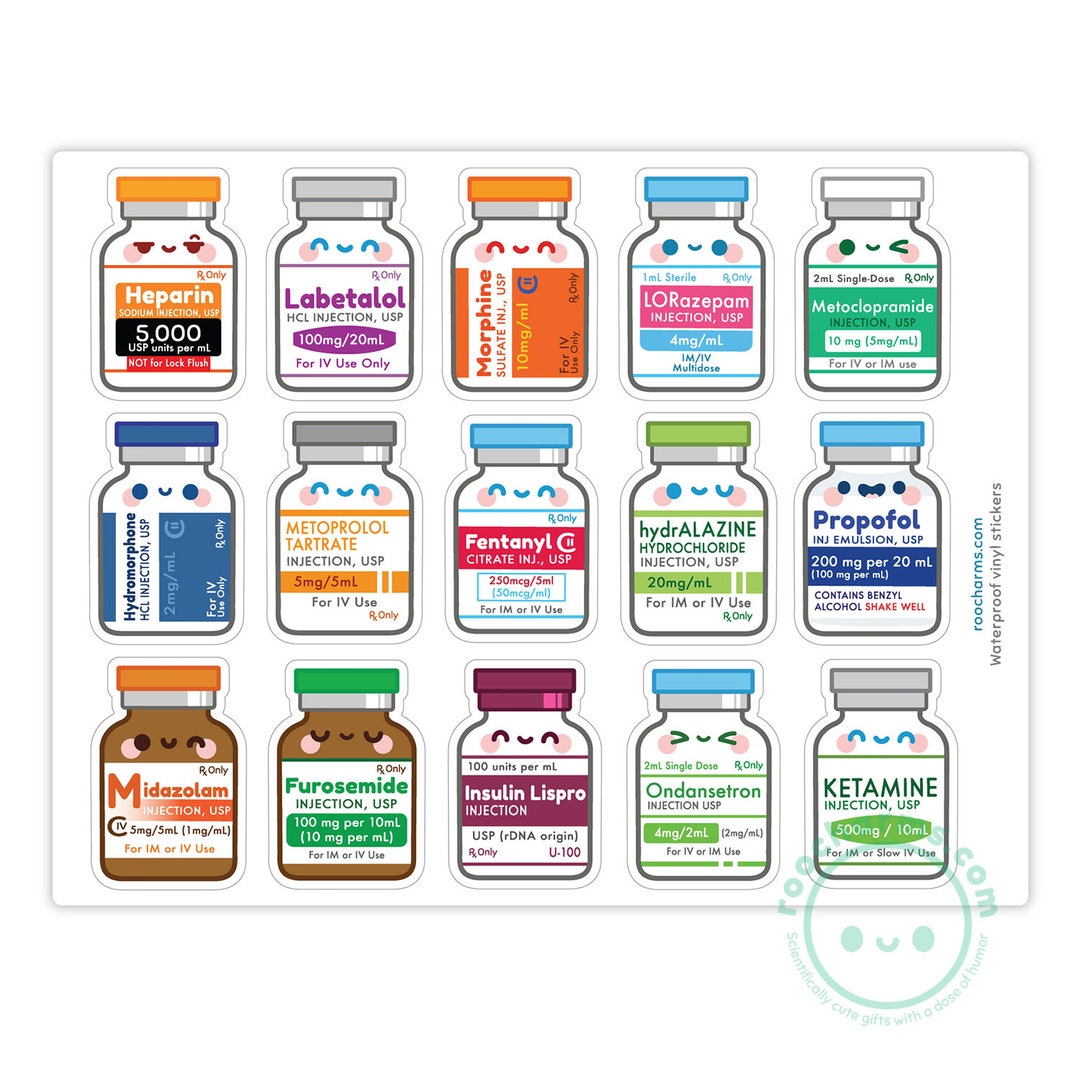 Set of Medication Vial Stickers for Nurses Week Gifts Nursing - Etsy