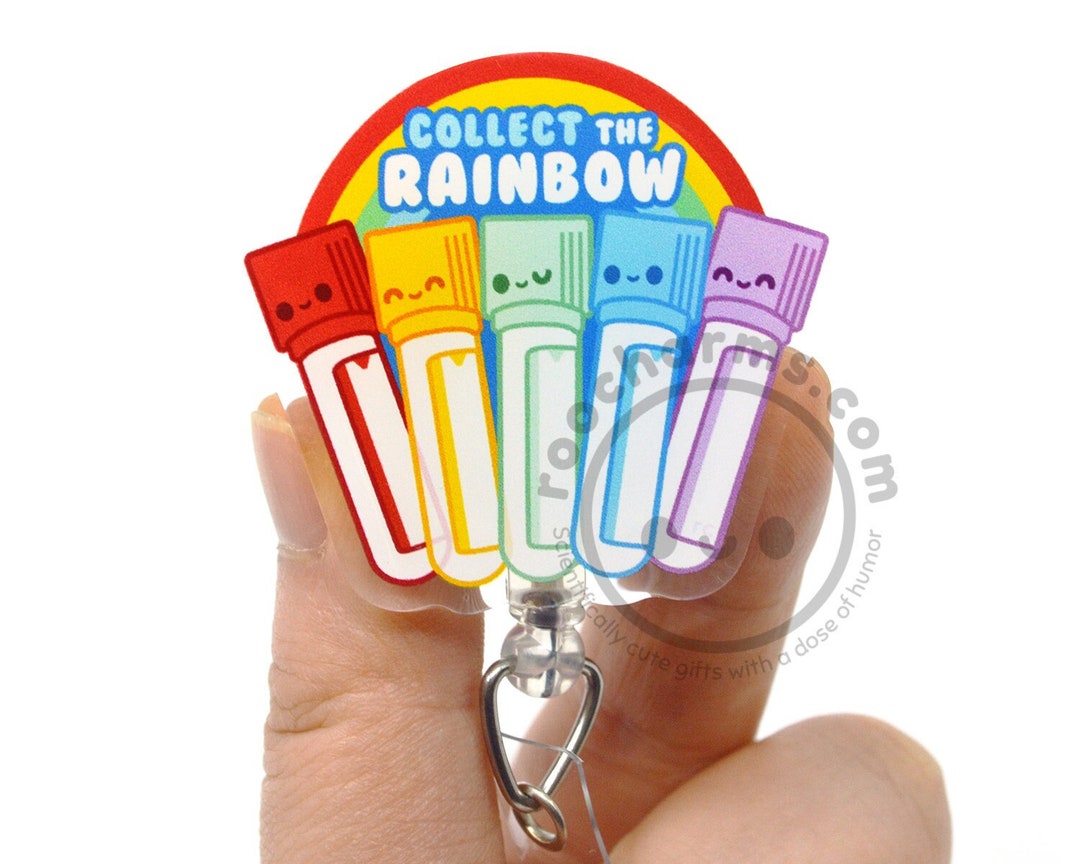 Collect the Rainbow Blood Tubes Cute Acrylic ID Badge Reel for ...