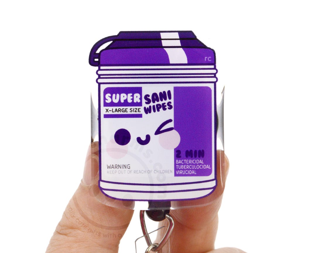 Purple Sani Wipe Acrylic Badge Reel, Nurse Gift, CNA ID Lanyard Nursing ...
