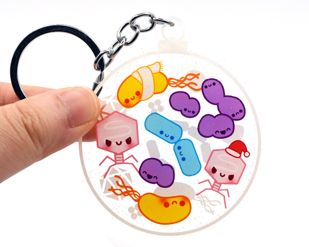 Microbiology Ornament Keychain, Microbe Gift, Microbiologist, Bacteria ...