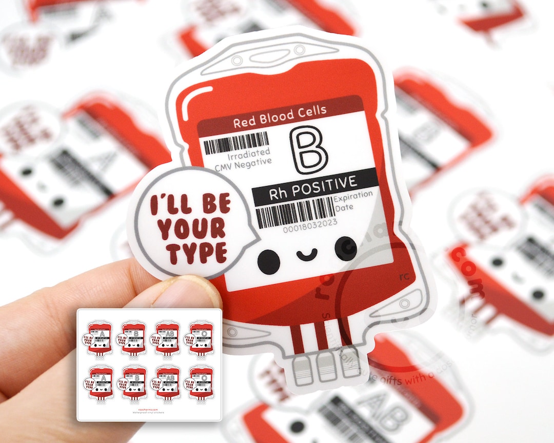 Set of Blood Bank Bag Vinyl Stickers for Nurses, Nursing Students ...