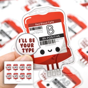 Set of Blood Bank Bag Vinyl Stickers for Nurses, Nursing Students ...