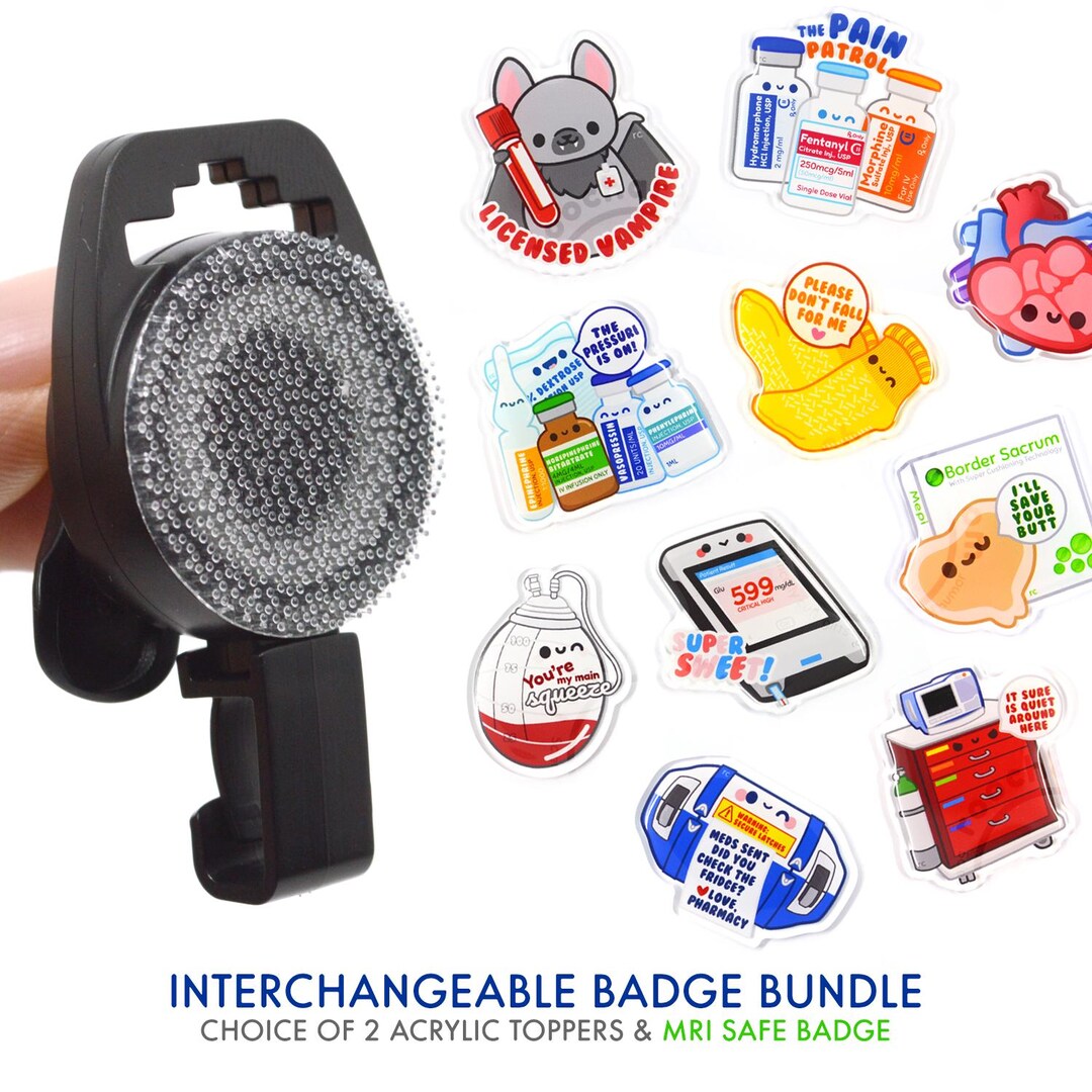 Interchangeable Badge Bundle With MRI Safe Clip, Nurse ID Holder ...