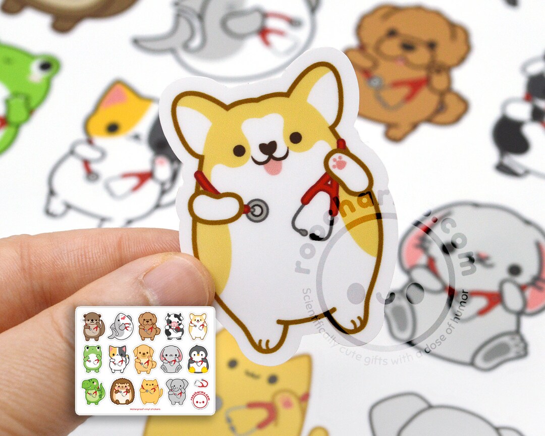 Set of Stethoscope Animal Vinyl Stickers for Nurses, Nursing Students ...