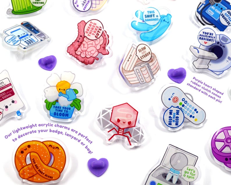 Hospital Bed Acrylic Pin, Patient Transport Buddy Topper Charm, Nursing ...