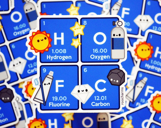 Periodic Table Vinyl Sticker, Science, Chemistry, Cute, Laptop Sticker ...